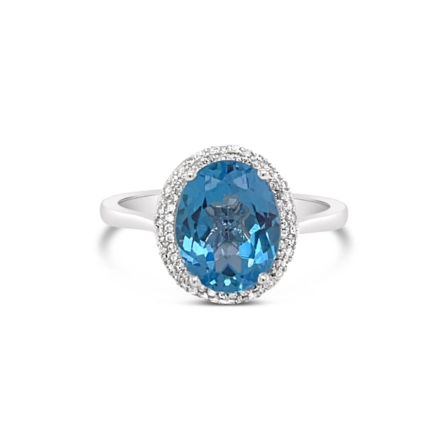 14 Karat White Gold Oval Blue Topaz RingW – Wilkerson Jewelers