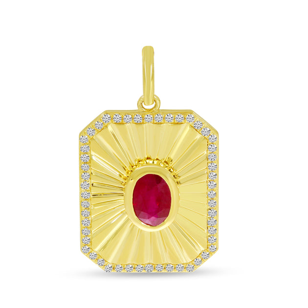 14 Karat Yellow Gold Ruby Pendant .16 TDW – Wilkerson Jewelers